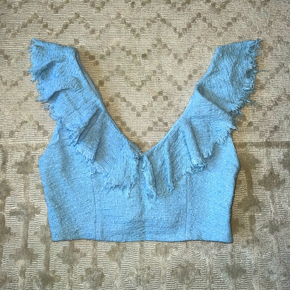 Zara | Tops | Zara Tweed Ruffle Top | Poshmark